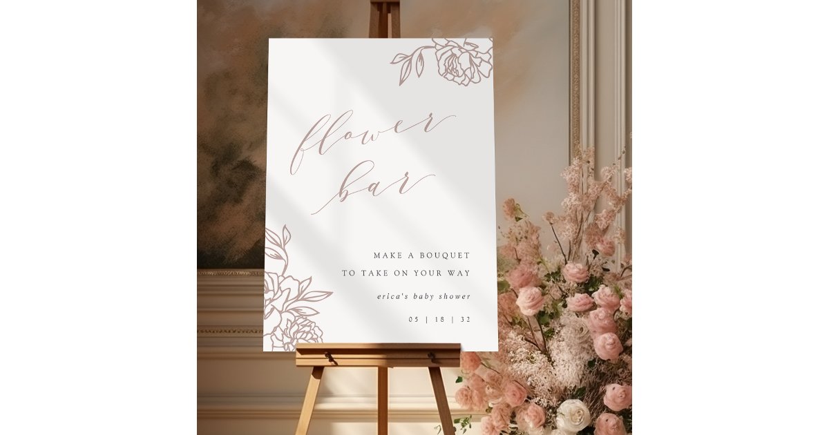 Rose Taupe Calligraphy Flower Bar Sign | Zazzle