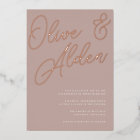 Rose Taupe | Rose Gold Script Wedding Foil Invitation | Zazzle