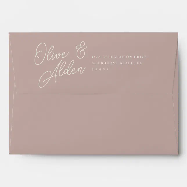Rose Taupe | Script Watermark Wedding 5x7 Envelope | Zazzle