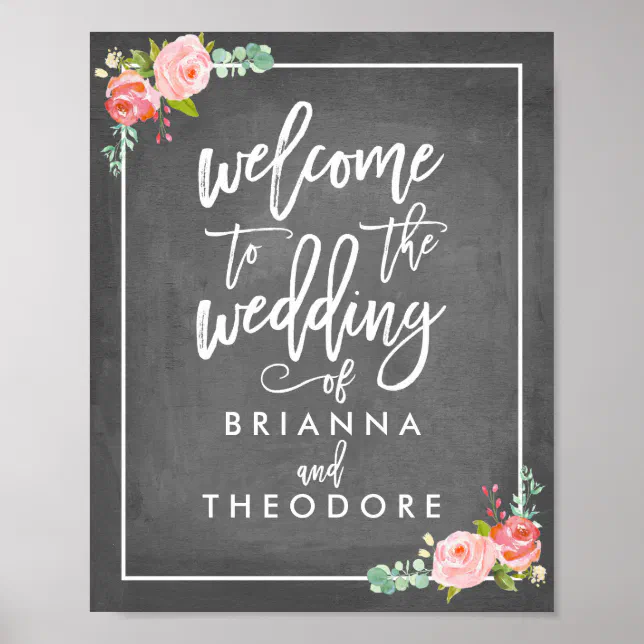 Rose Welcome Wedding Sign | Zazzle