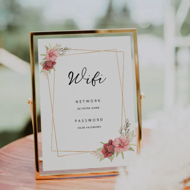 Rose Wifi Password Connect Sign Invitation | Zazzle