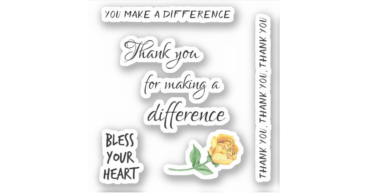 Rose with Thank You for Making a Difference Quotes Sticker | Zazzle