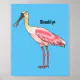 Roseate spoonbill bird cartoon illustration poster | Zazzle