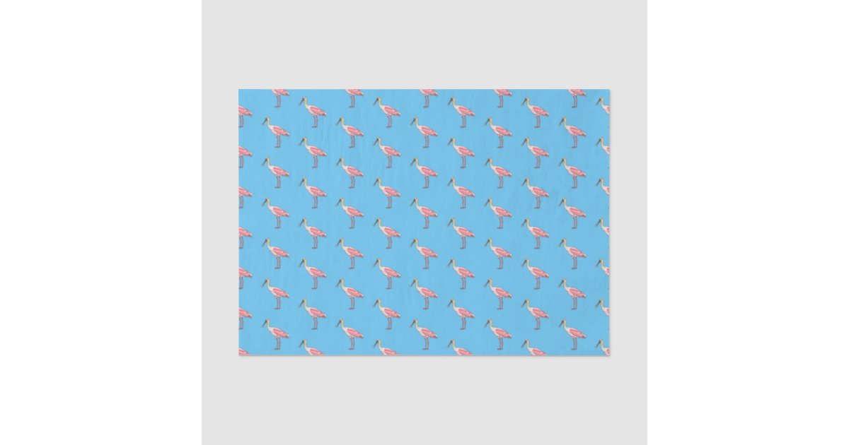 Roseate spoonbill bird cartoon illustration tissue paper | Zazzle