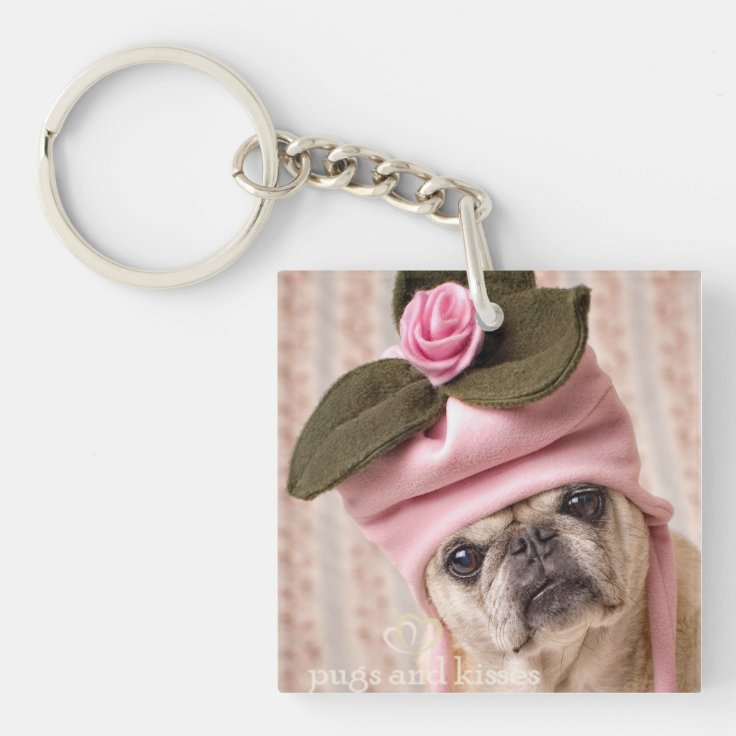 Rosebud Pug Key Chain | Zazzle