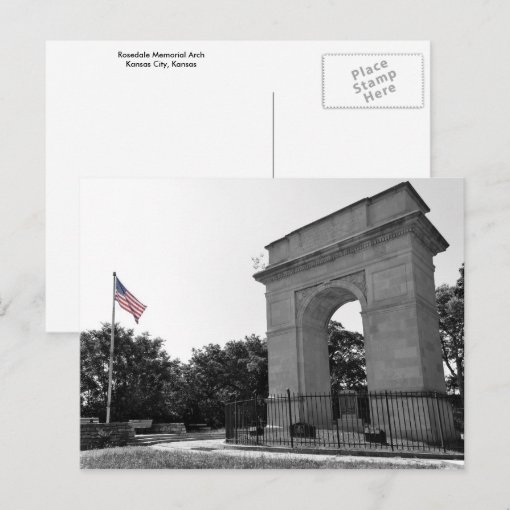 Rosedale Memorial Arch and Flag, Kansas City, BW Postcard | Zazzle
