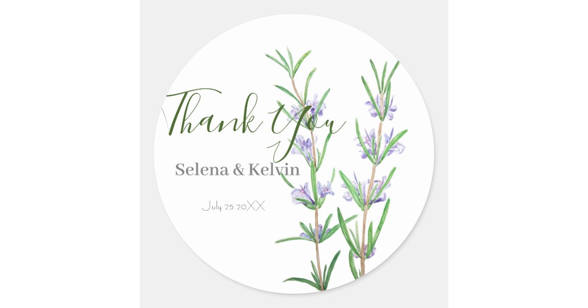 rosemary flower round sticker | Zazzle