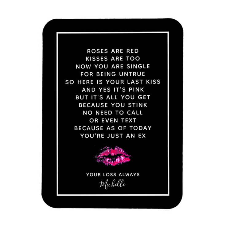 Roses Are Red Boyfriend Break Up Poem Personalized Magnet | Zazzle