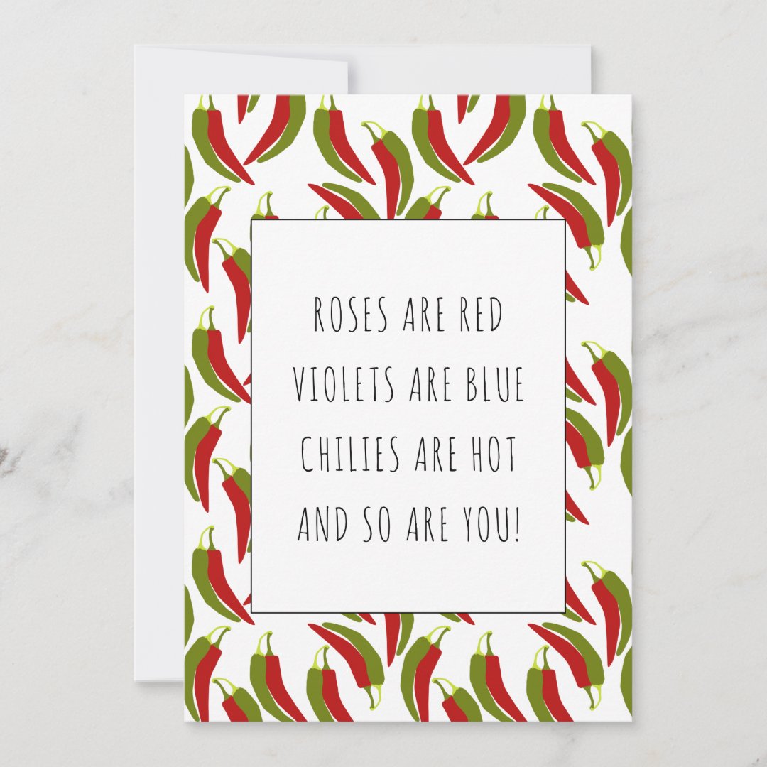 Roses are Red Funny Chili Poem Valentine's Day Holiday Card | Zazzle