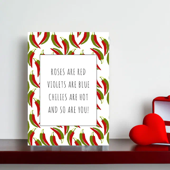 Roses are Red Funny Chili Poem Valentine's Day Holiday Card | Zazzle