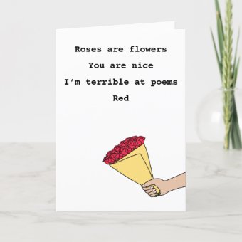 Roses are red funny poem Valentine’s Day Holiday Card | Zazzle