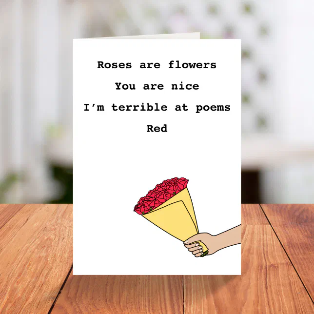 Roses are red funny poem Valentine’s Day Holiday Card | Zazzle