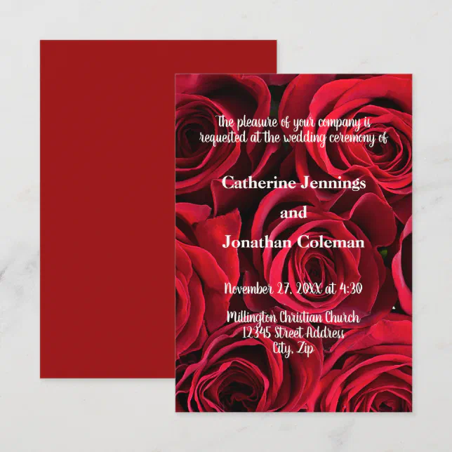 Roses Background - 3x5 Wedding Invitation | Zazzle