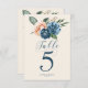 Roses Blue/Peach Wedding Table Numbers ID584 | Zazzle