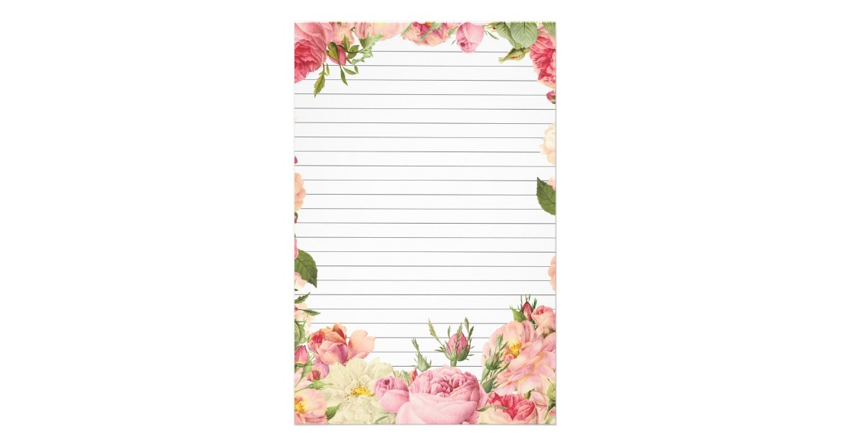Roses Border Lined Paper | Zazzle.com