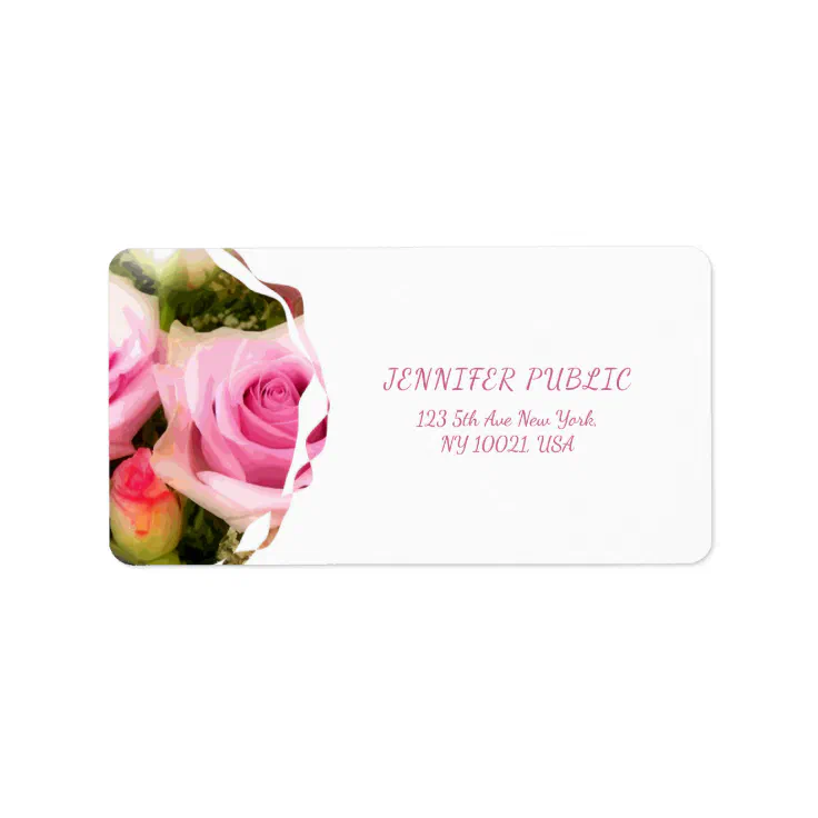 Roses Bouquet Floral Art Flowers Elegant Address Label | Zazzle
