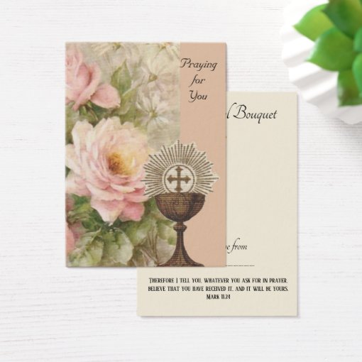 Roses Chalice Spiritual Bouquet Prayer Holy Card | Zazzle