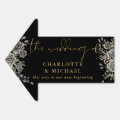 Roses Floral Gothic Wedding This Way Arrow Sign | Zazzle