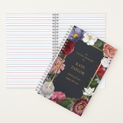Roses Floral In Loving Memory Funeral Guest Book | Zazzle