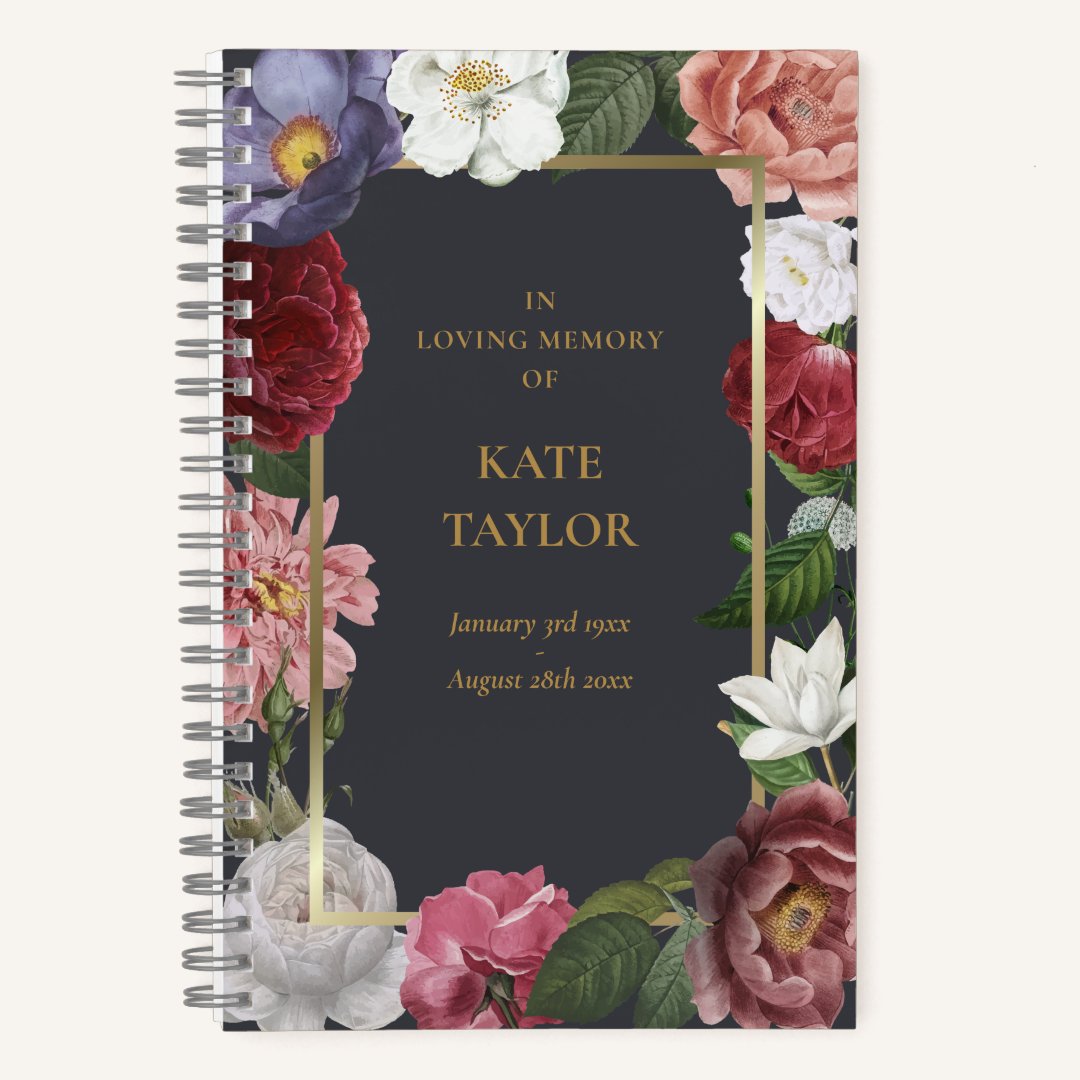 Roses Floral In Loving Memory Funeral Guest Book | Zazzle
