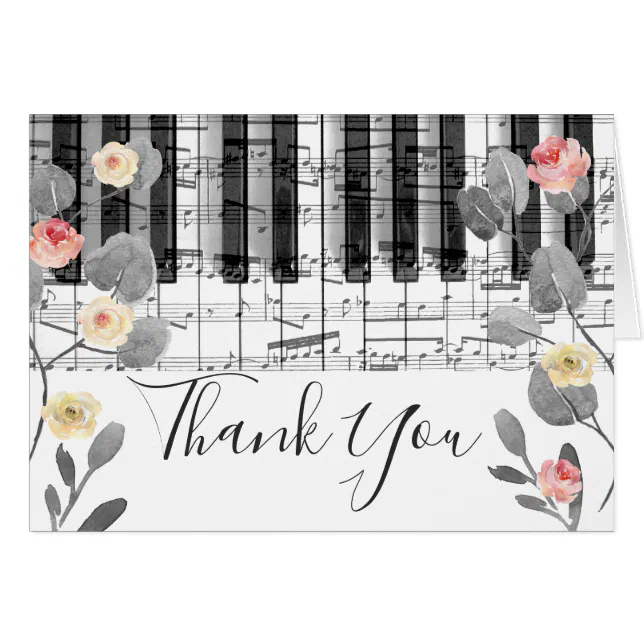 roses floral music piano thank you | Zazzle