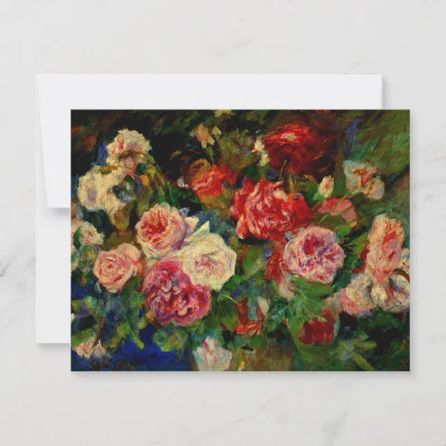 Roses, floral painting by Pierre-Auguste Renoir Card | Zazzle