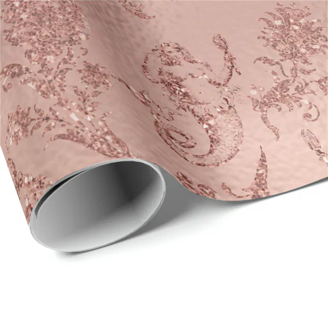 Roses Floral Rose Gold Pink Princess Glitter Wrapping Paper | Zazzle