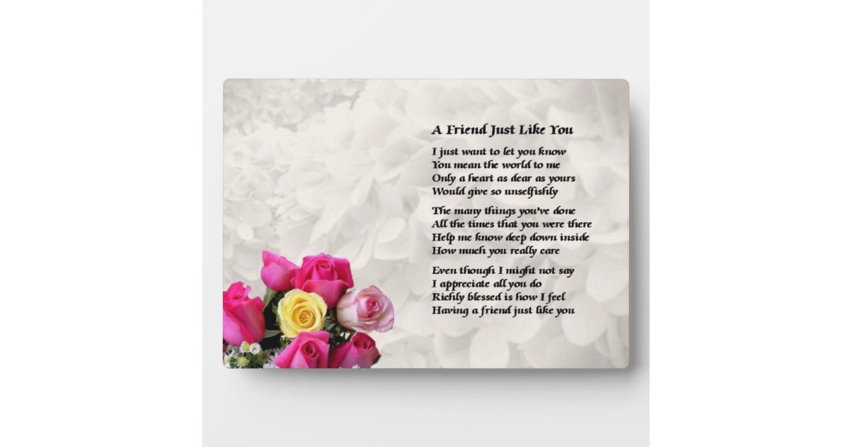 Roses Friend Poem Plaque | Zazzle