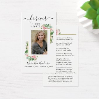 Roses Funeral Memorial Photo Sympathy Prayer Card | Zazzle