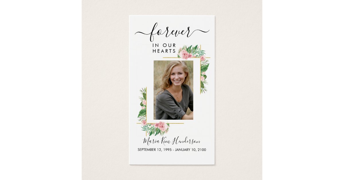 Roses Funeral Memorial Photo Sympathy Prayer Card | Zazzle