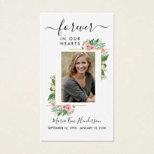 Roses Funeral Memorial Photo Sympathy Prayer Card | Zazzle