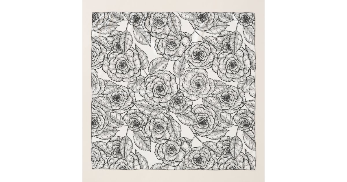 Roses hand drawn pattern scarf | Zazzle