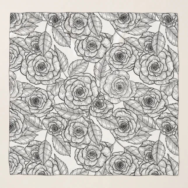 Roses hand drawn pattern scarf | Zazzle