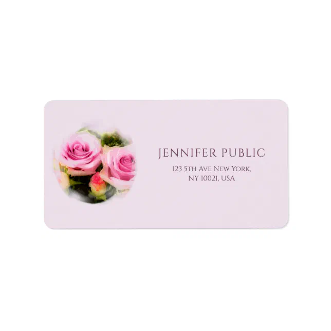 Roses Modern Design Floral Art Flowers Address Label | Zazzle