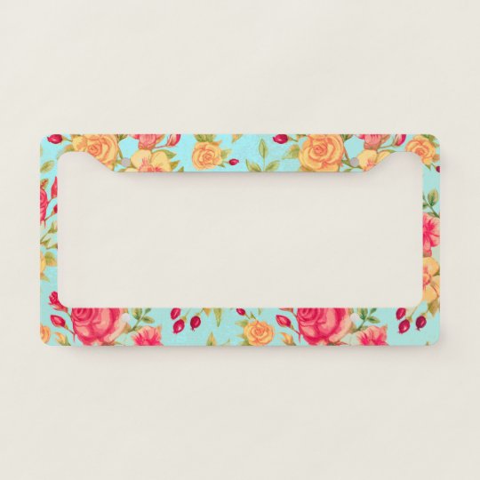 Roses Pattern License Plate Frame | Zazzle.com