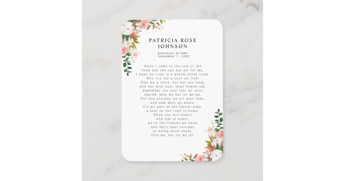 Roses Photo Sympathy Funeral Memorial Card | Zazzle