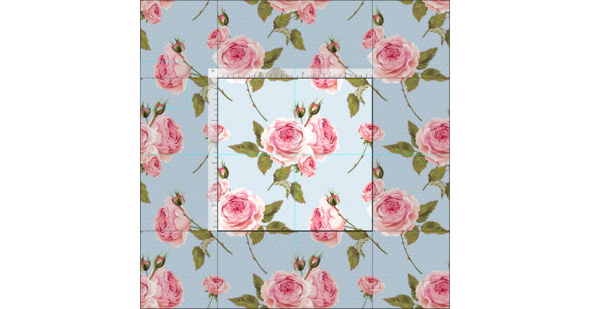 Roses & Polka Dots Pattern Fabric | Zazzle