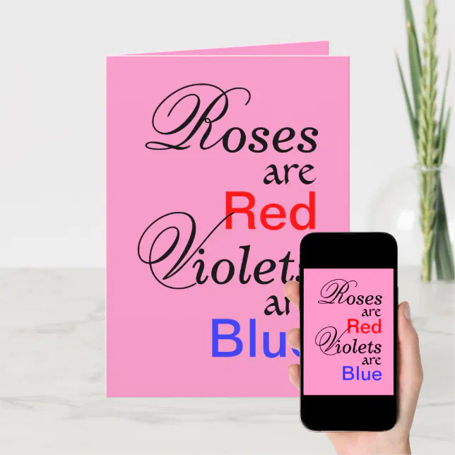 Roses Red Violets Blue Valentine Poem Holiday Card | Zazzle