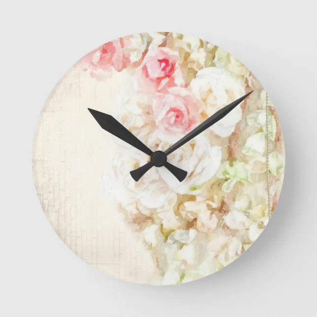 Roses Ribbons and Lace Round Clock | Zazzle