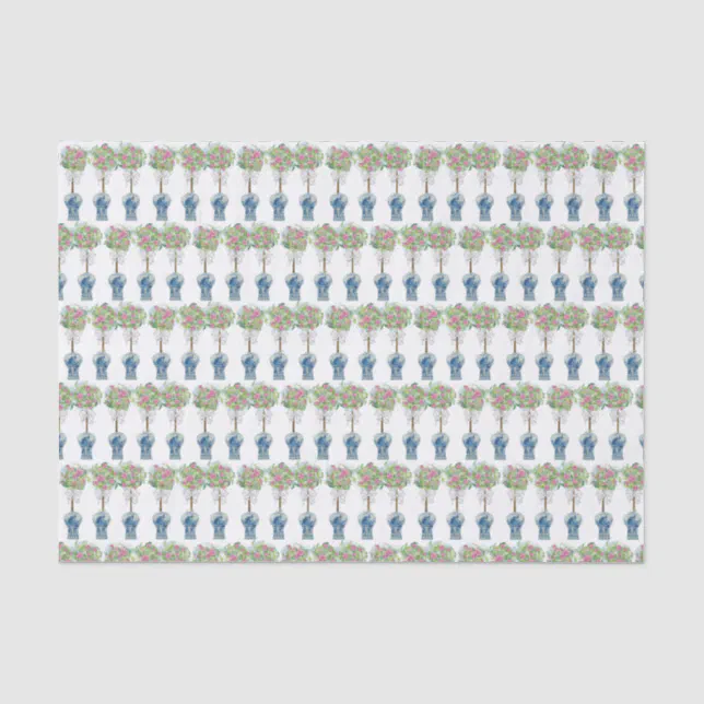 Roses Topiary Blue and White Ginger Jar Tissue Paper | Zazzle