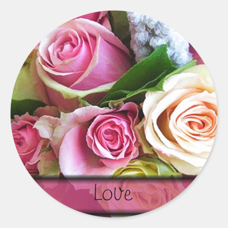 Roses Wedding Envelope Seal Stickers Template | Zazzle