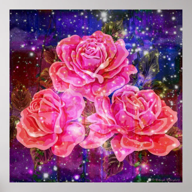 Roses with Sparkles Poster | Zazzle