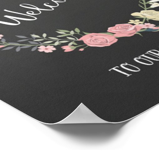 Roses Wreath Wedding Welcome Sign Poster Print | Zazzle