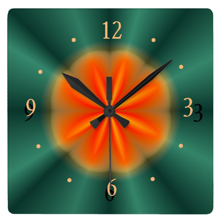 Rosette in Red/Orange With Green> Kitchen Clock | Zazzle
