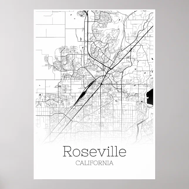 Roseville Map - California - City Map Poster | Zazzle