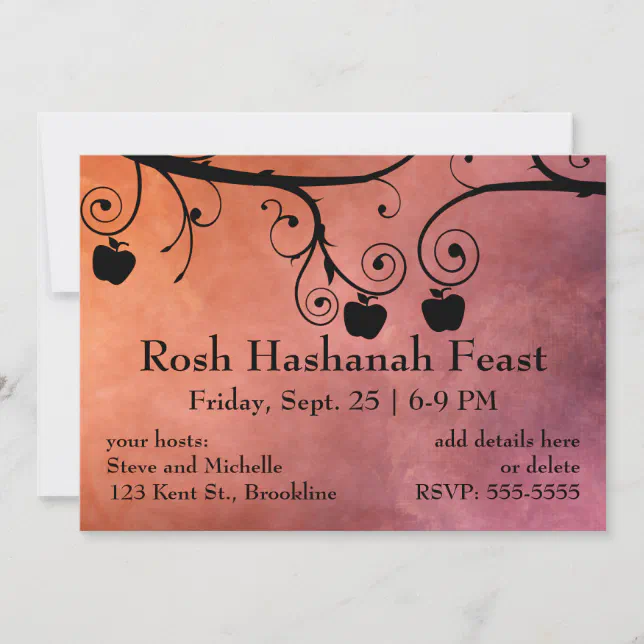 Rosh Hashanah Apple Silhouette Invitation | Zazzle