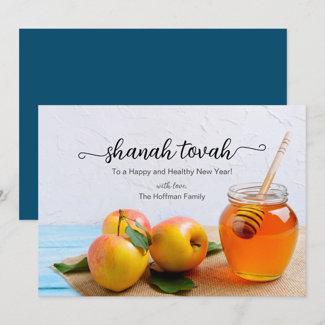 Rosh Hashanah Apples Honey Jewish New Year Card | Zazzle