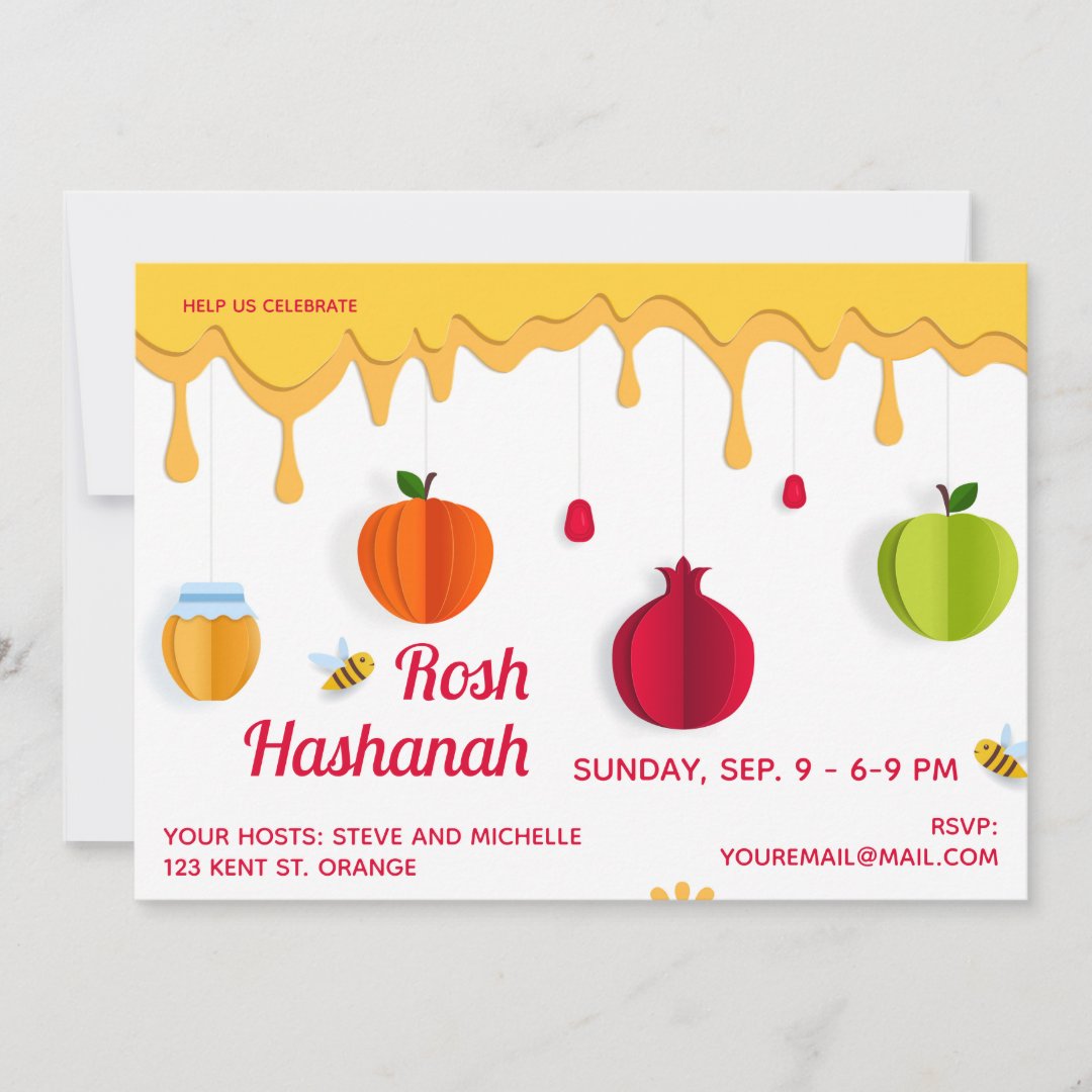 Rosh Hashanah Honey Papercut Invitation | Zazzle