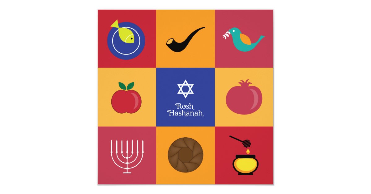 Rosh Hashanah Symbols Flat Card | Zazzle