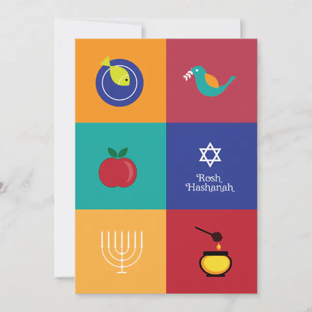 Rosh Hashanah Symbols Flat Card | Zazzle